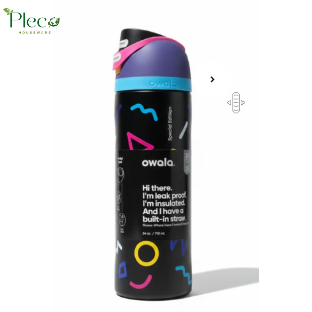 Owala FreeSip 24oz Water Bottle – Neon Geo Black